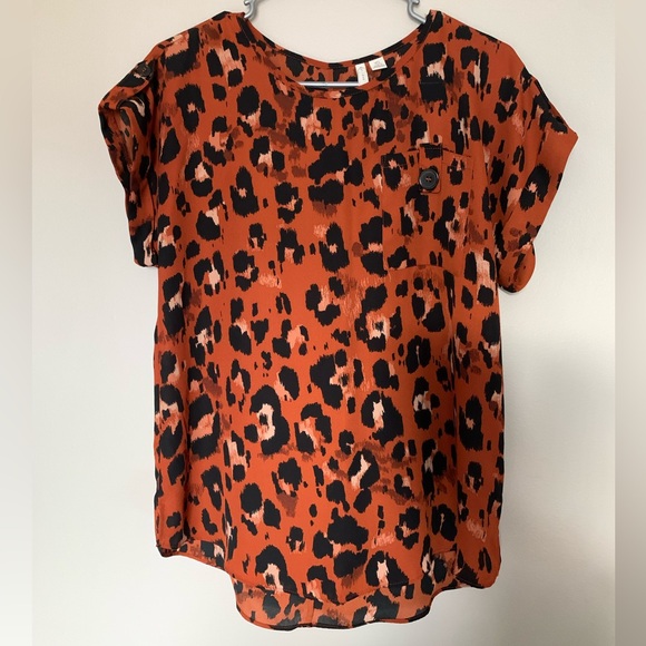 Cato | Tops | Cato Rust Orange Black Leopard Print Blouse | Poshmark